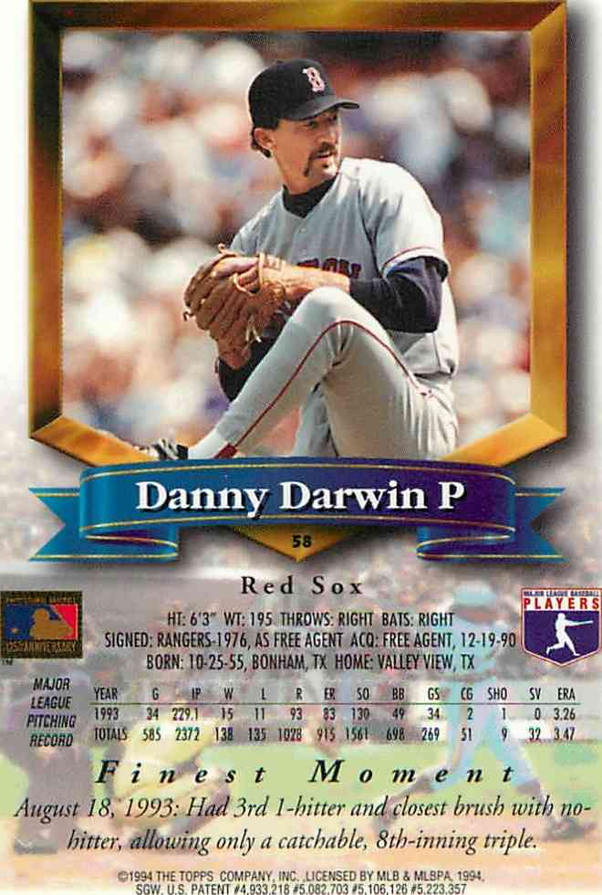1994 Topps Finest Danny Darwin #58 on Kronozio