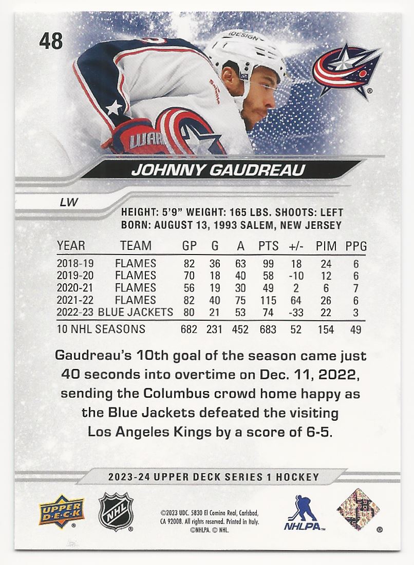 2023-24 Upper Deck Johnny Gaudreau #48 on Kronozio