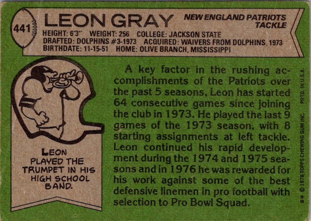 1978 Topps Leon Gray #441 on Kronozio