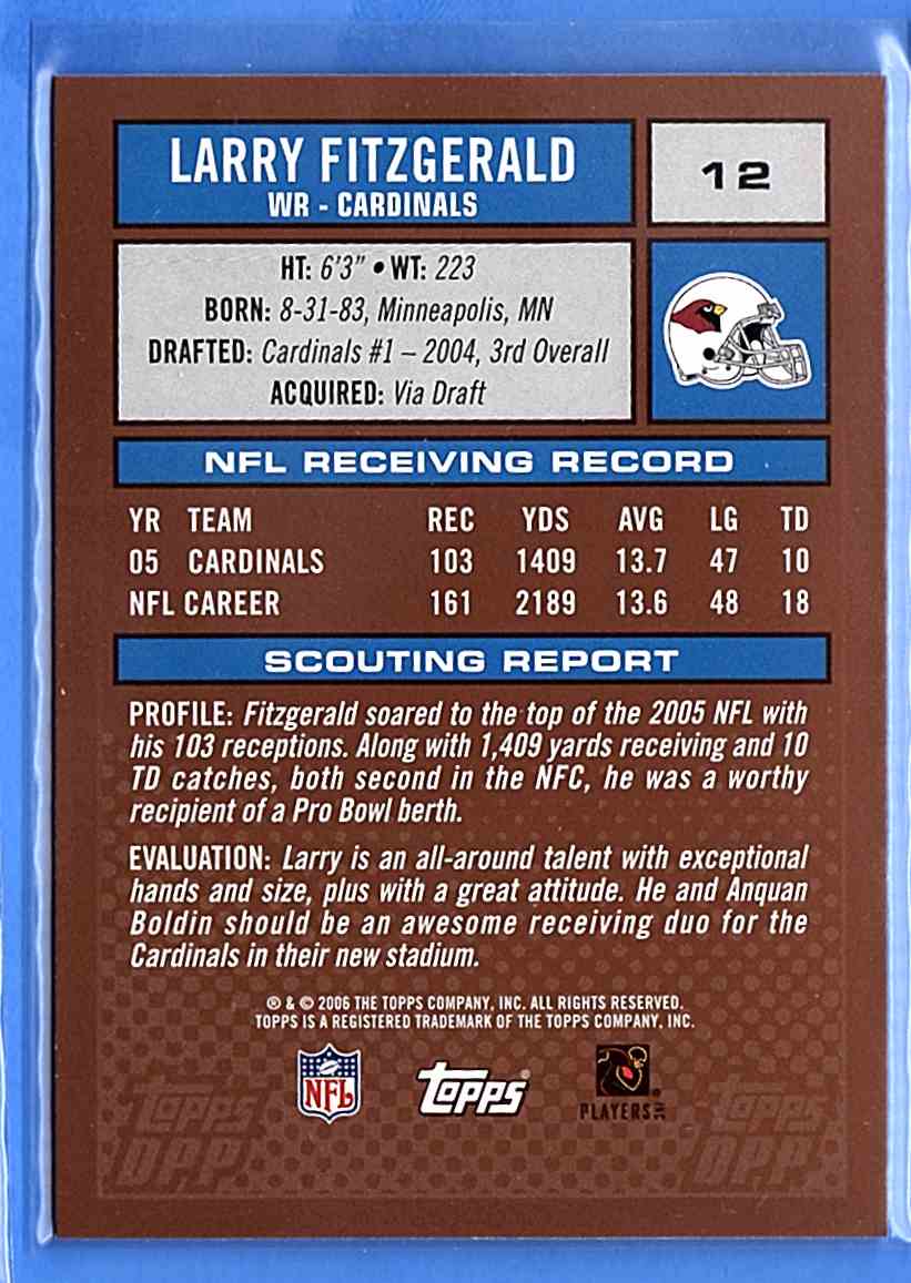 2006 Topps Draft Picks And Prospects Larry Fitzgerald #12 on Kronozio