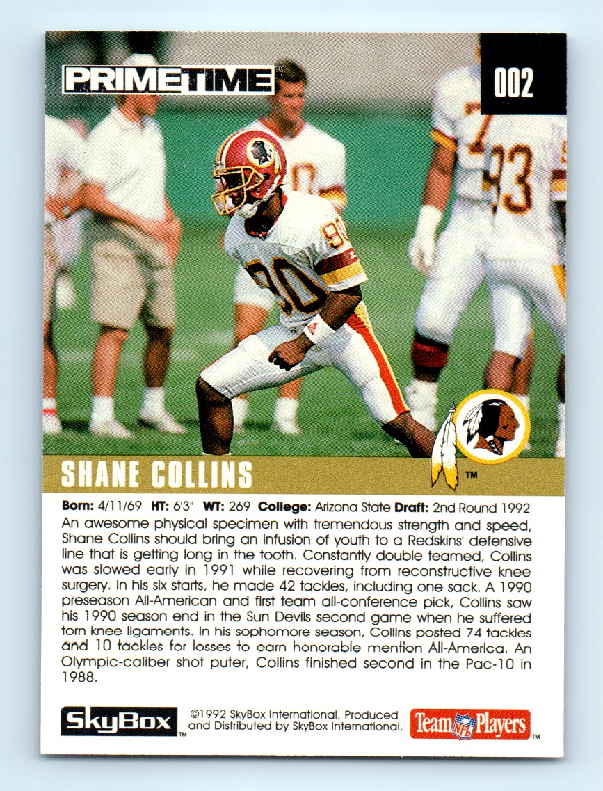 1992 SkyBox Primetime Shane Collins #002 on Kronozio