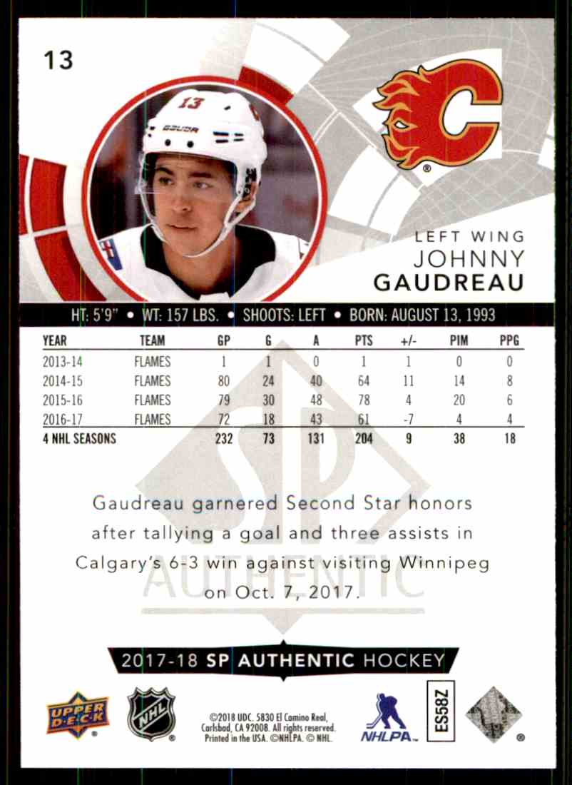 2017-18 Upper Deck SP Authentic Johnny Gaudreau #13 on Kronozio