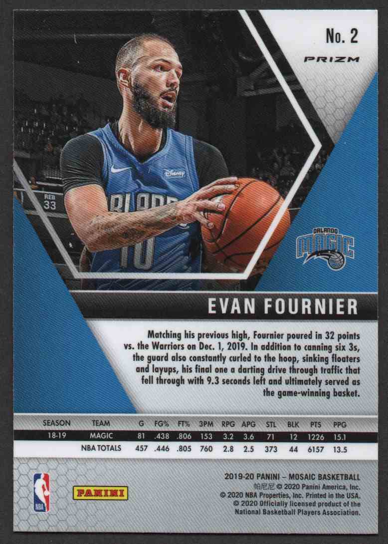 2019-20 Panini Mosaic Pink Camo Prizm Evan Fournier #2 on Kronozio