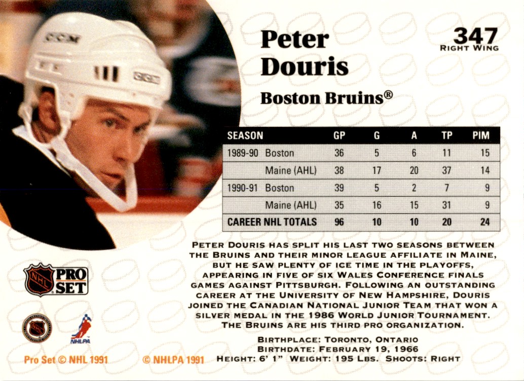 1991-92 Pro Set Peter Douris #347 on Kronozio