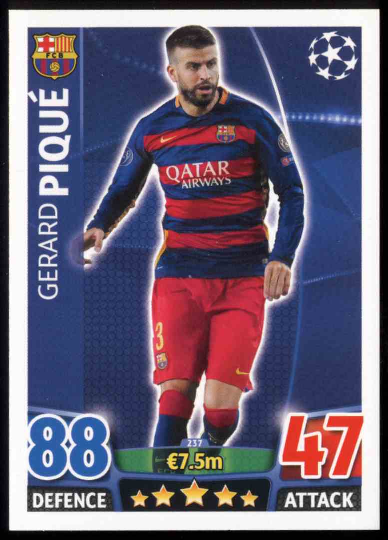 2015 Topps Match Attax Uefa Champions League Gerard Pique #237 on Kronozio