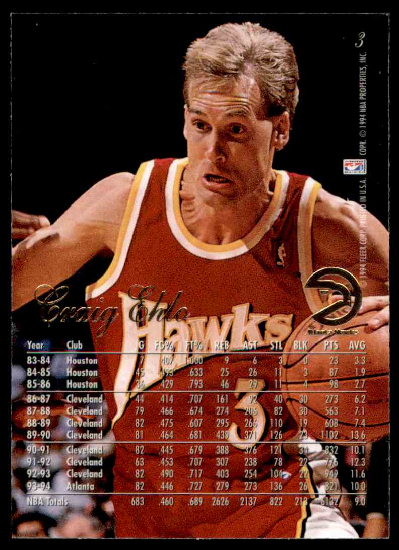 1994-95 Flair Craig Ehlo #3 on Kronozio