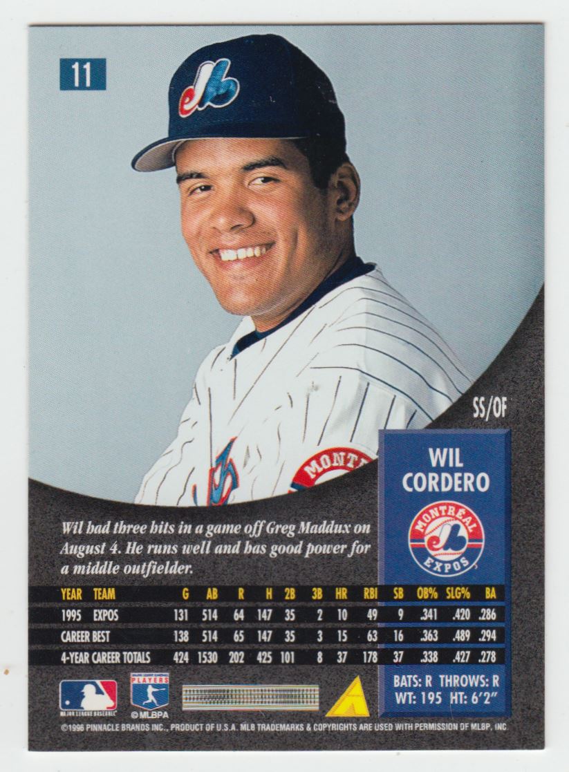 1996 Pinnacle Wil Cordero #11 on Kronozio