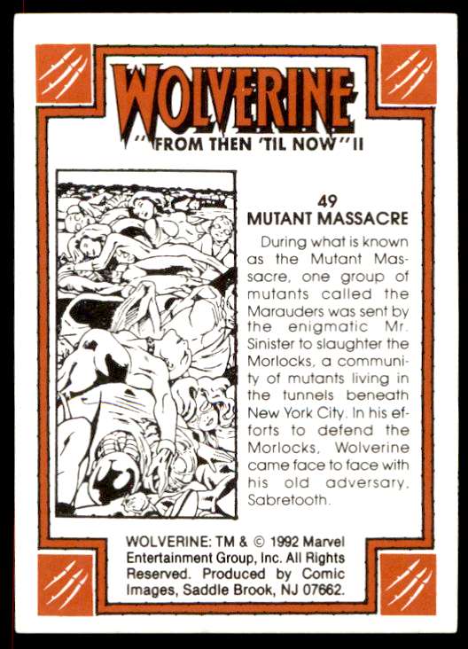 1992 Comic Images Marvel Wolverine Mutant Massacre #49 on Kronozio