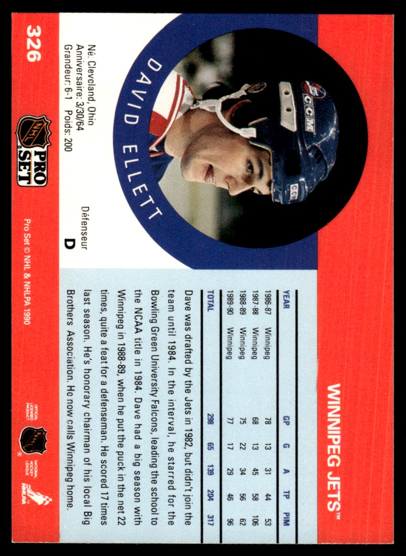 1990-91 Pro Set Dave Ellett #326 on Kronozio