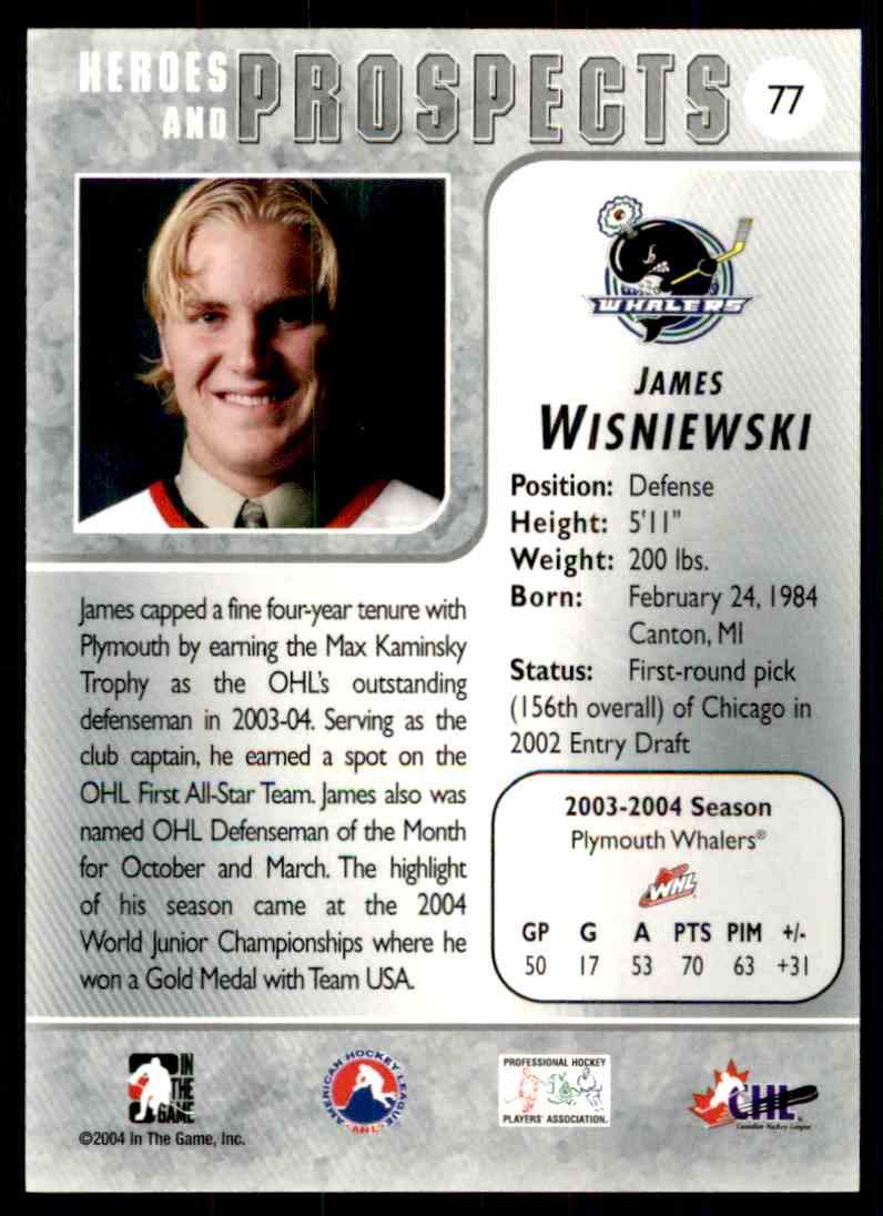 2004-05 Heroes And Prospects James Wisniewski #77 on Kronozio