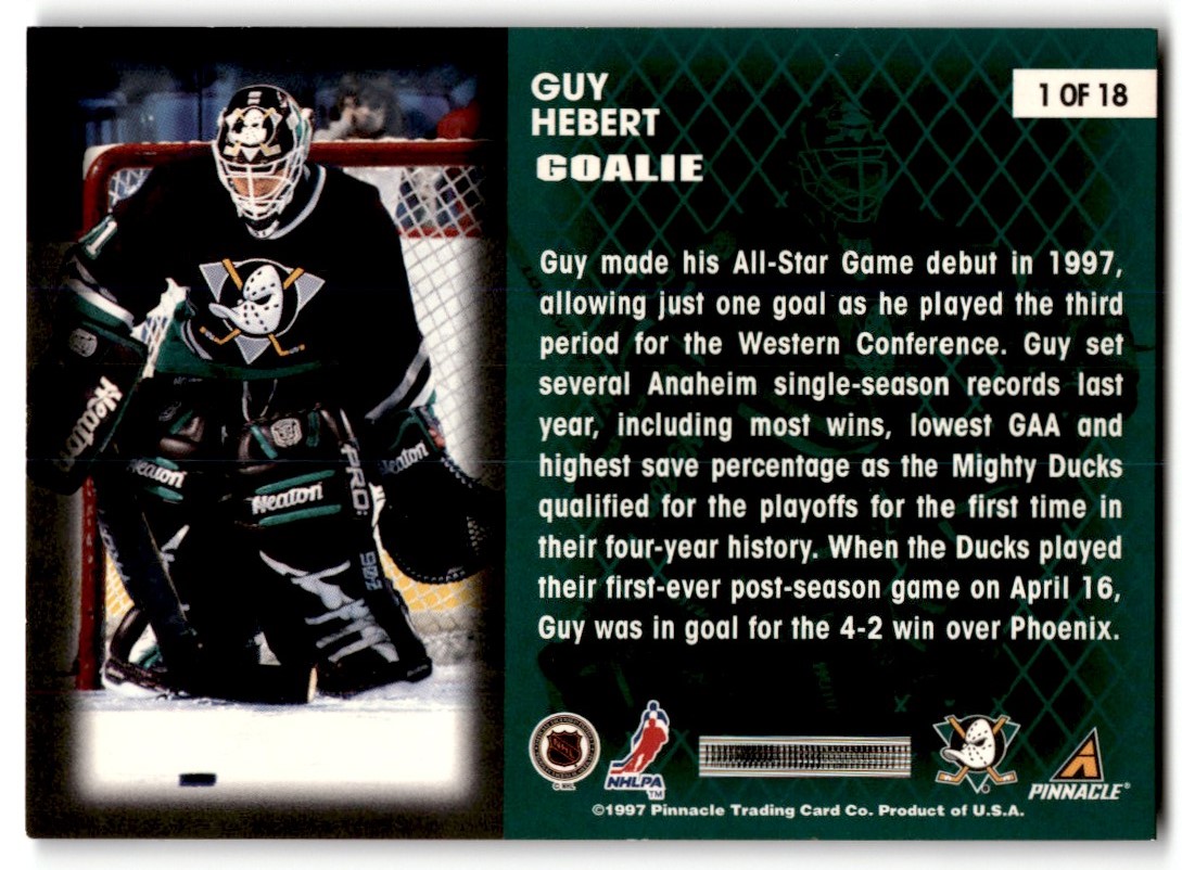 1997-98 Score Net Worth Guy Hebert #1 on Kronozio