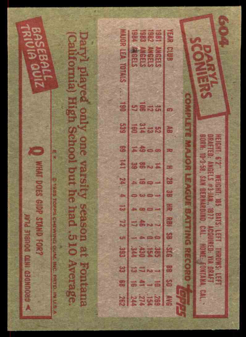 1985 Topps Daryl Sconiers #604 on Kronozio