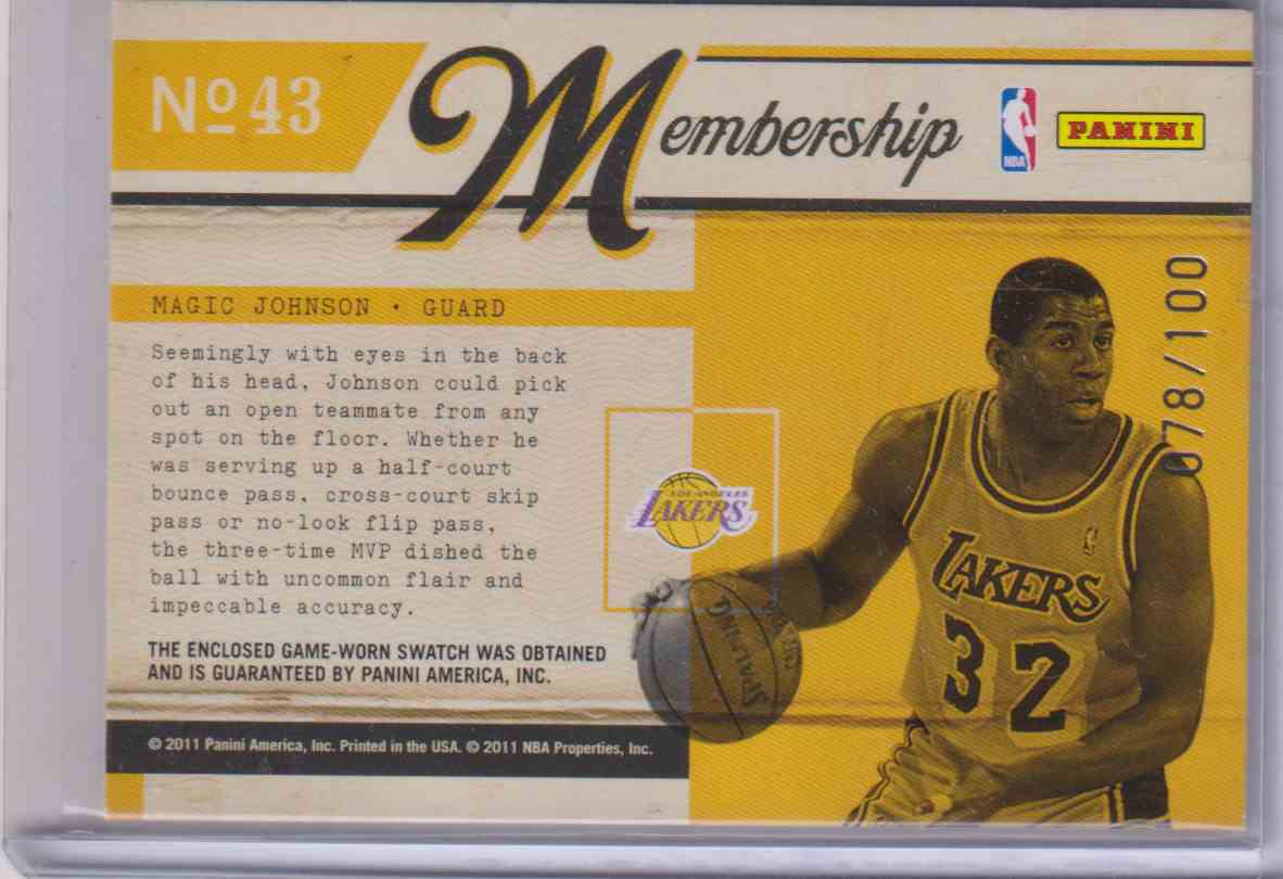 2011-12 Classics Classic Membership Materials Magic Johnson on Kronozio