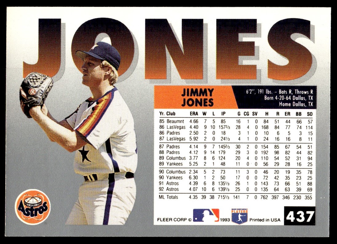 1993 Fleer Jimmy Jones #437 on Kronozio