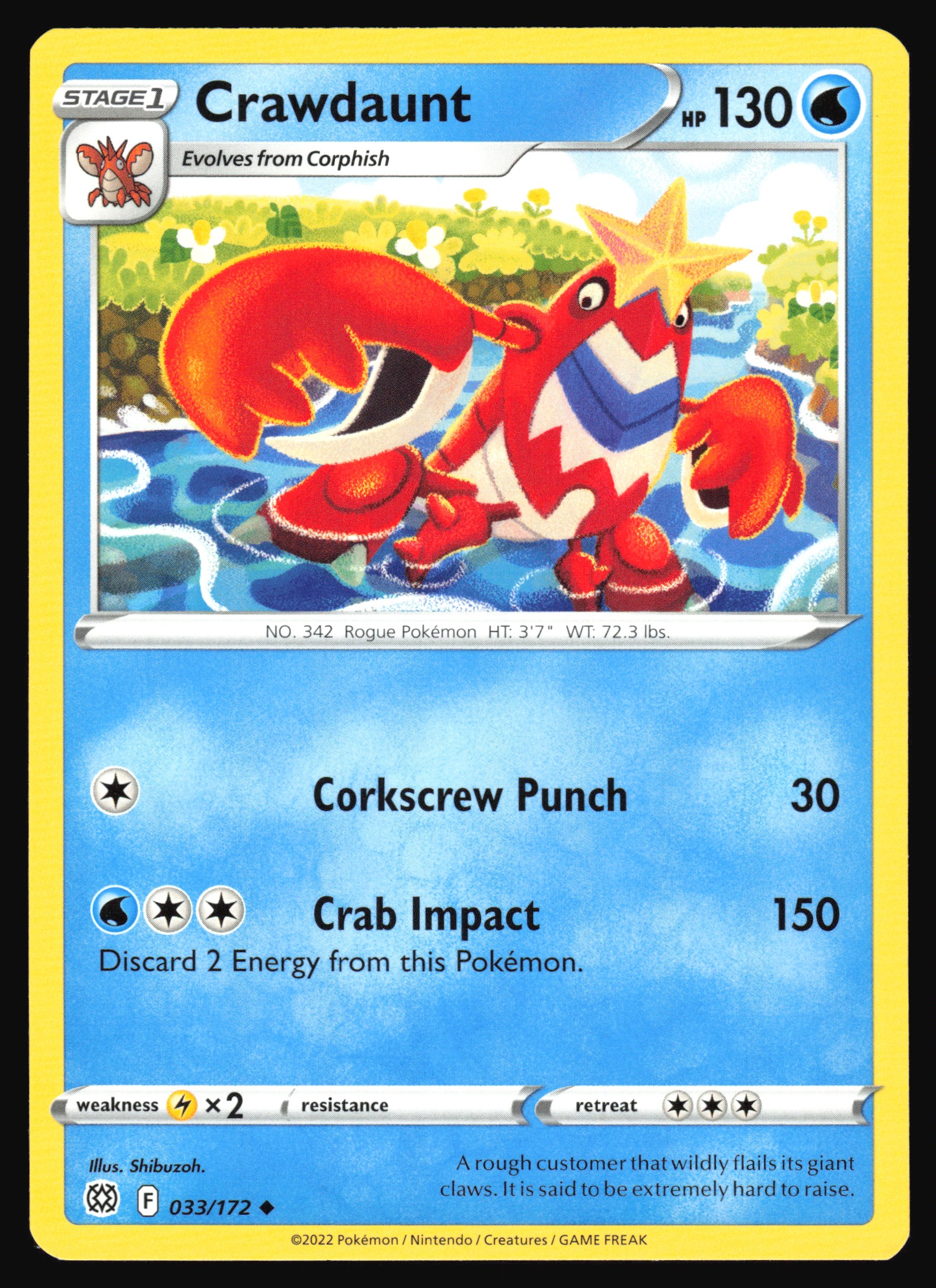 2022 Pokemon TCG Crawdaunt Brilliant Stars on Kronozio