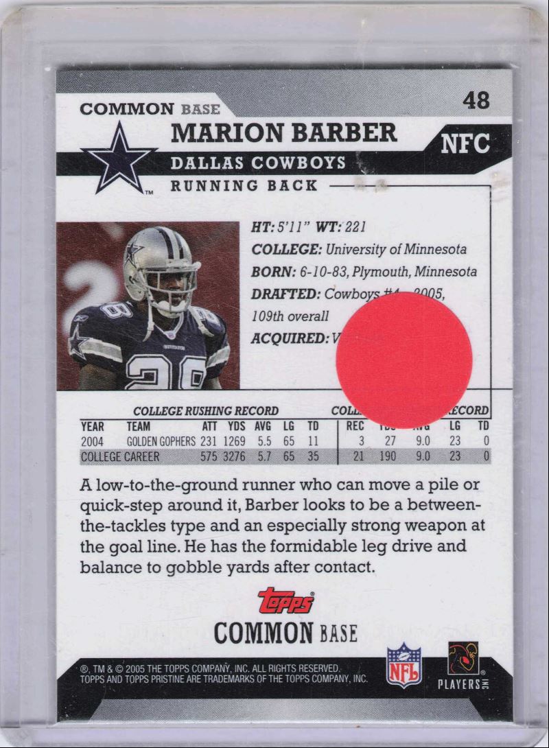 2005 Topps Pristine Marion Barber #48 on Kronozio