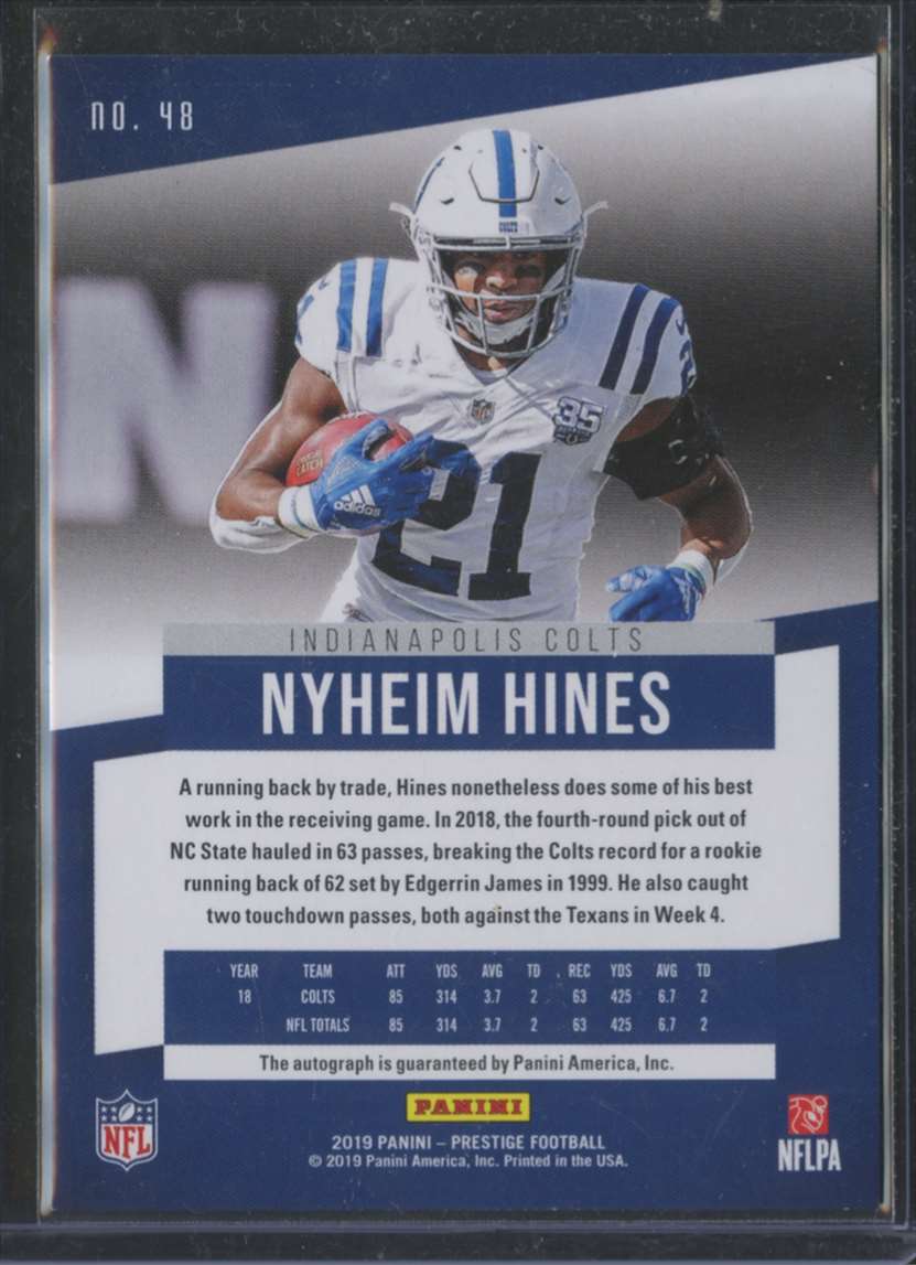 2019 Prestige Xtra Points Autograph Nyheim Hines on Kronozio