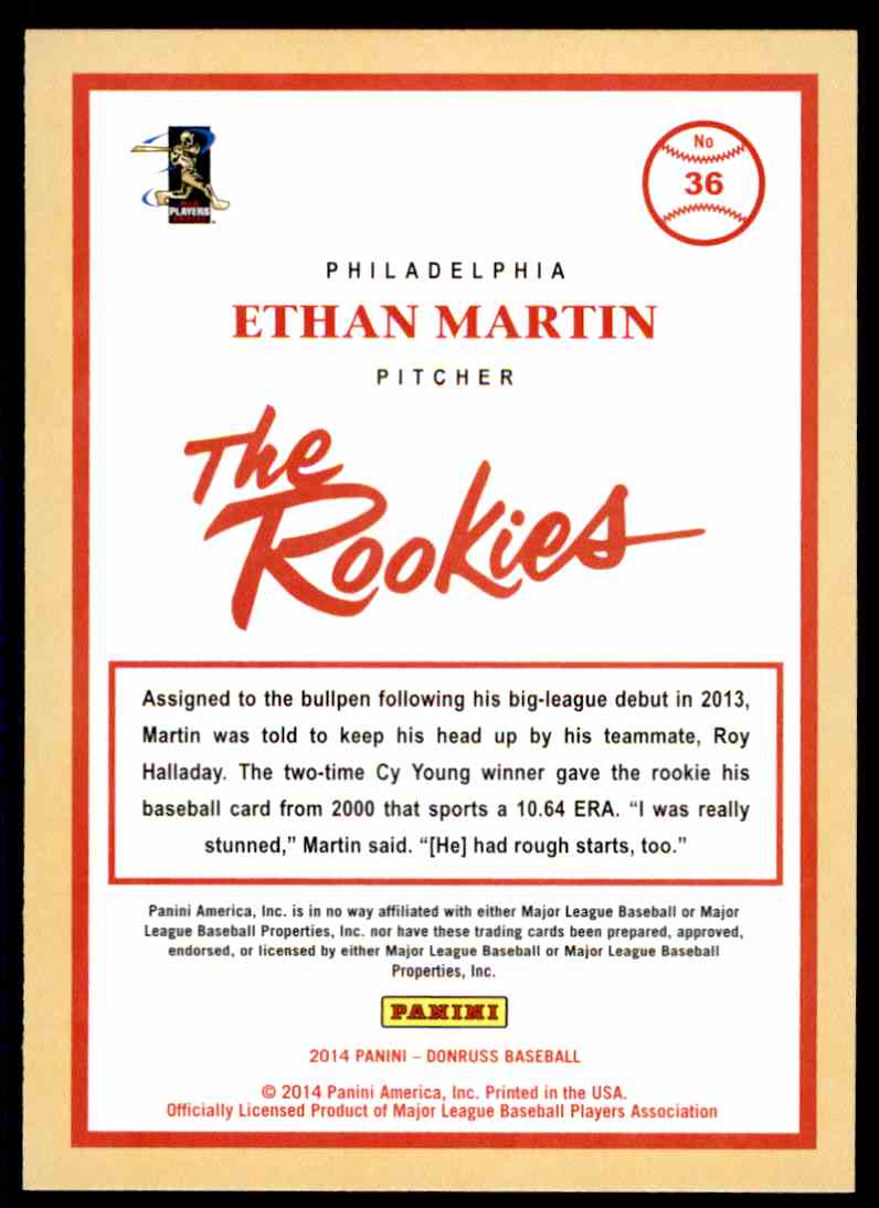 2014 Panini Donruss The Rookies Ethan Martin #36 on Kronozio