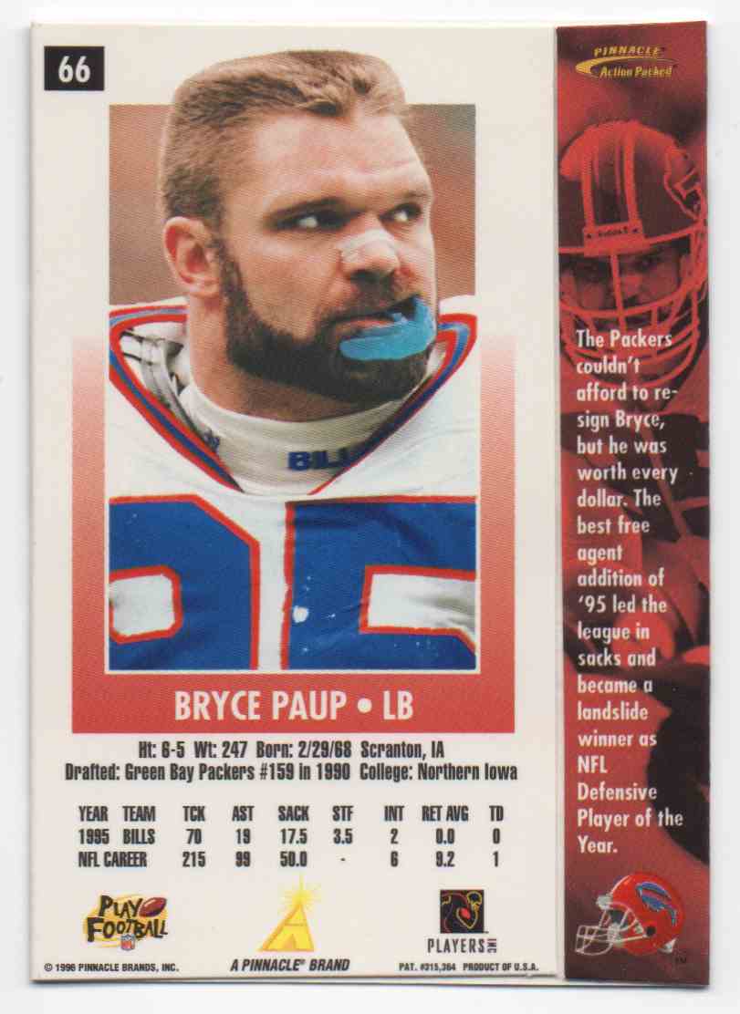 1996 Action Packed Bryce Paup #66 on Kronozio