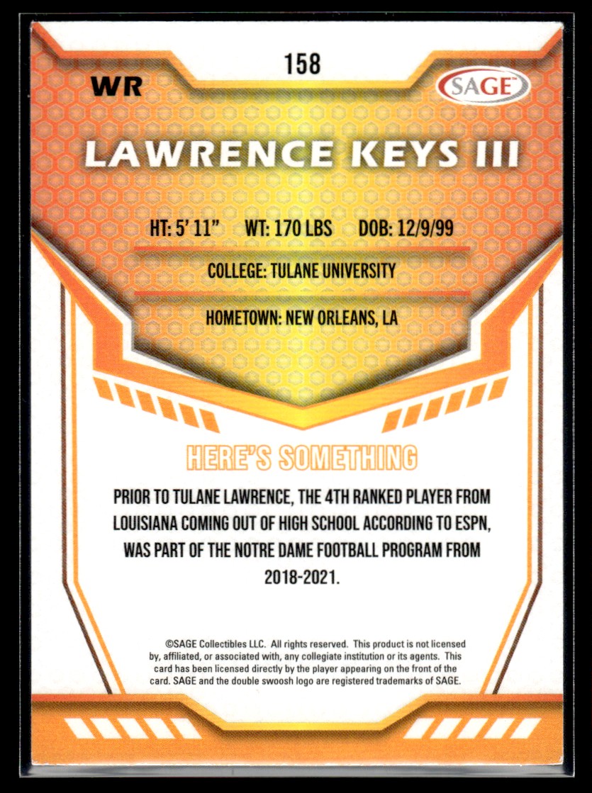 2023 Sage Lawrence Keys III #158 on Kronozio