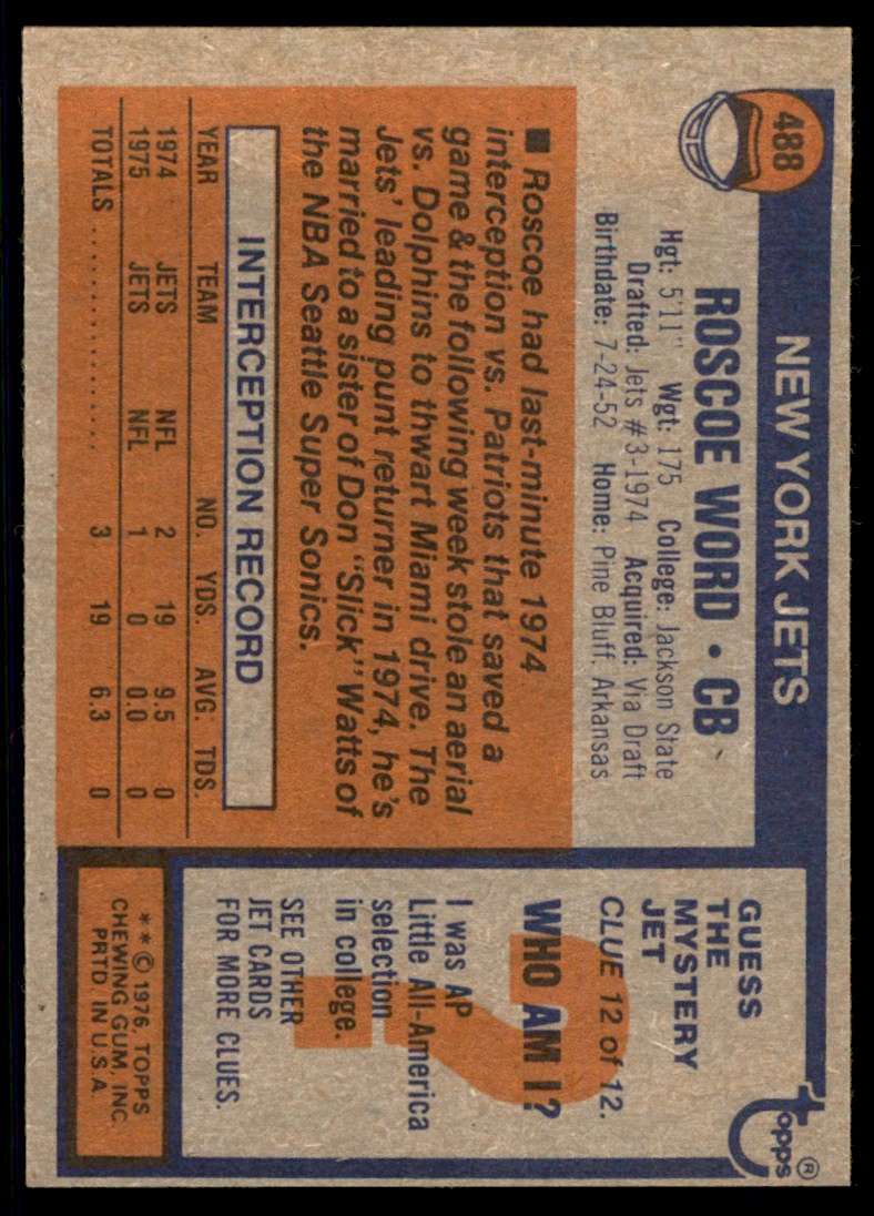 1976 Topps Roscoe Word #488 on Kronozio