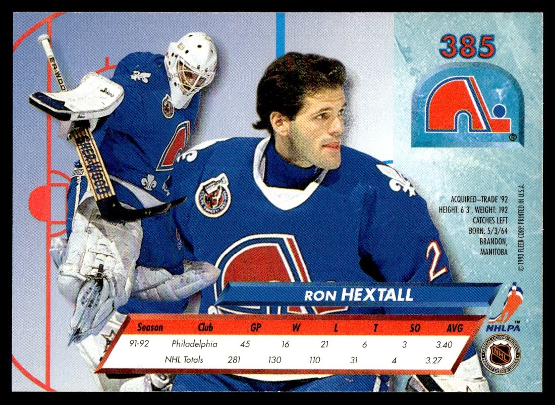 1992-93 Ultra ! Ron Hextall #385 on Kronozio