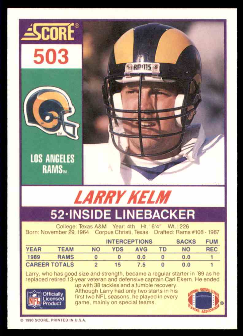 1990 Score Larry Kelm #503 on Kronozio
