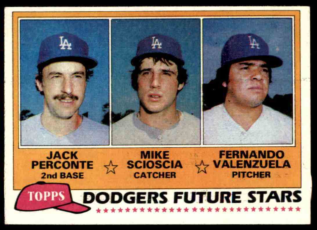 1981 Topps Jack Perconte Mike Scioscia Fernando Valenzuela -1 #302 on ...