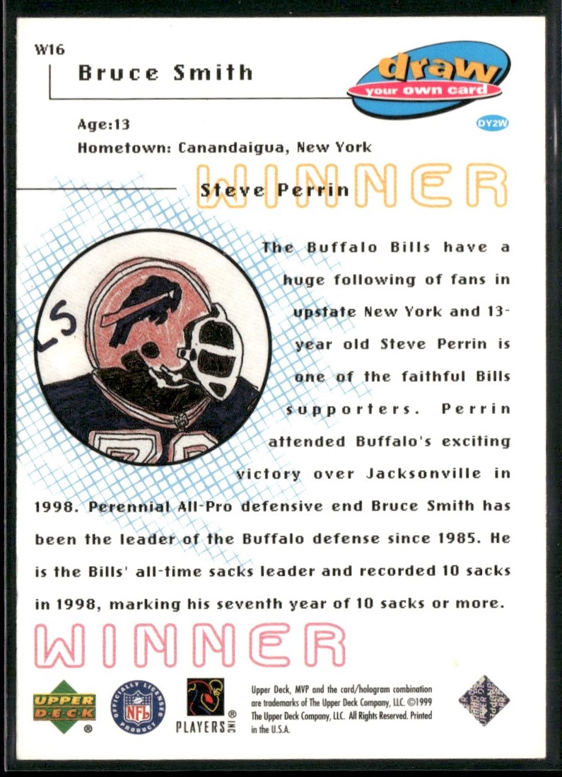 1999 UD Choice Draw Your Own Card Winner Bruce Smith #W16 on Kronozio