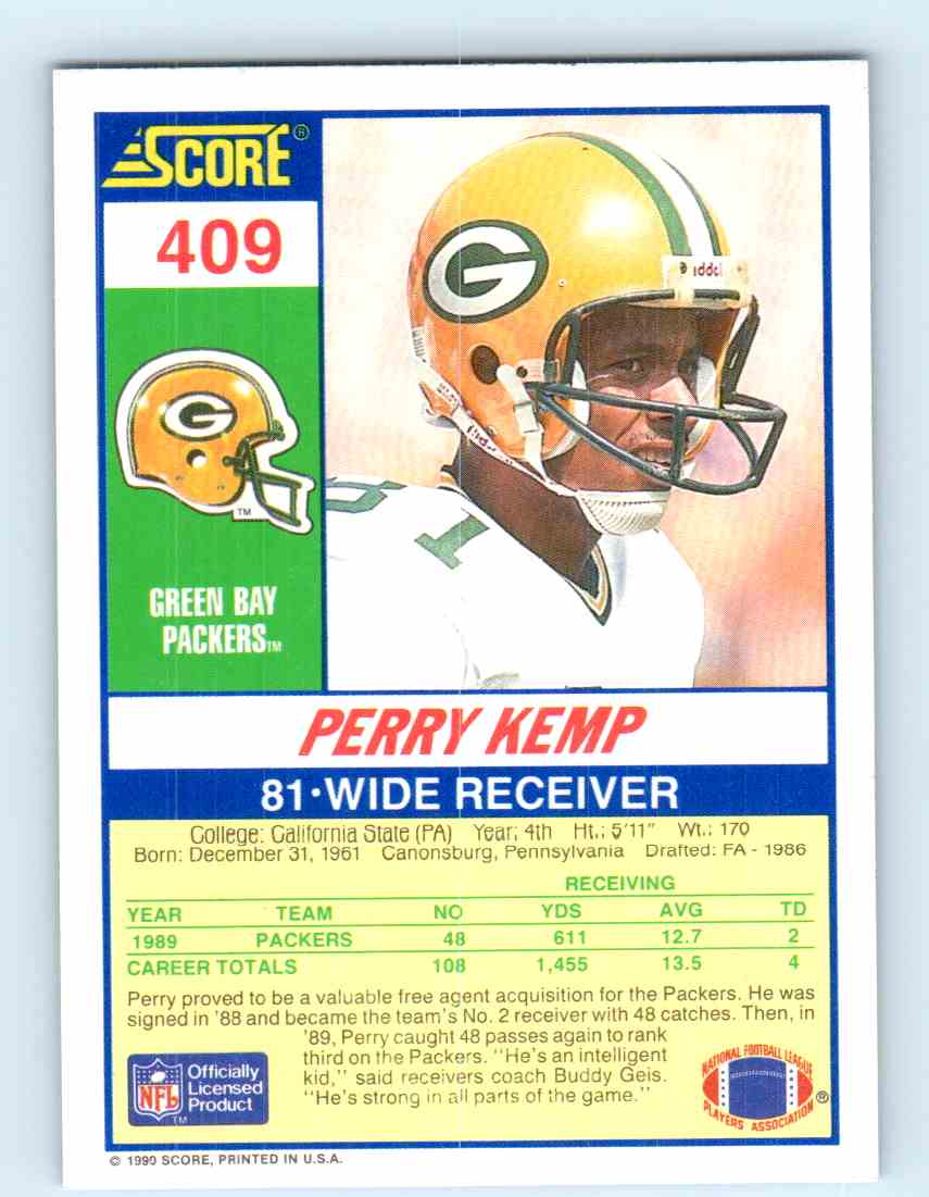 1990 Score Perry Kemp #409 on Kronozio