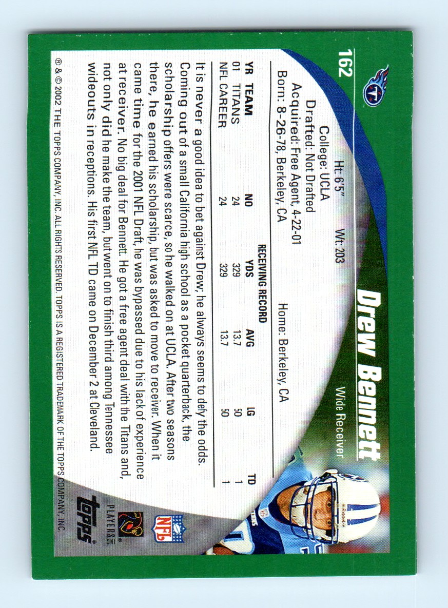 2002 Topps Drew Bennett #162 on Kronozio