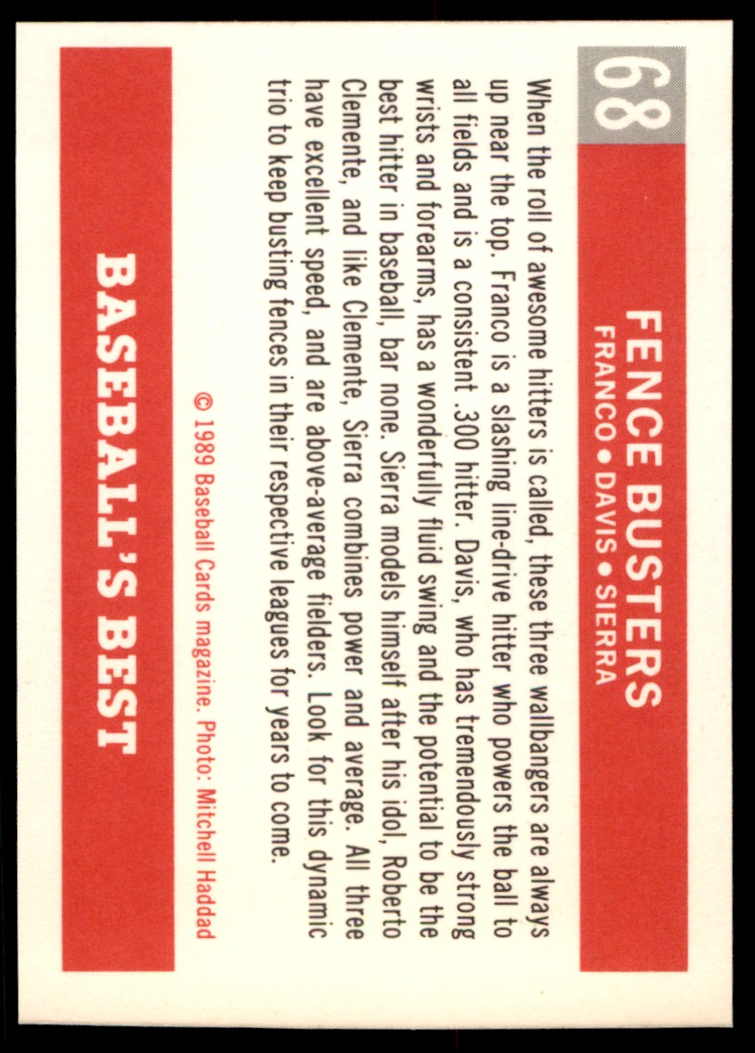 1989 Baseball Card Magazine '59 Topps Replicas Fence Busters (Julio ...