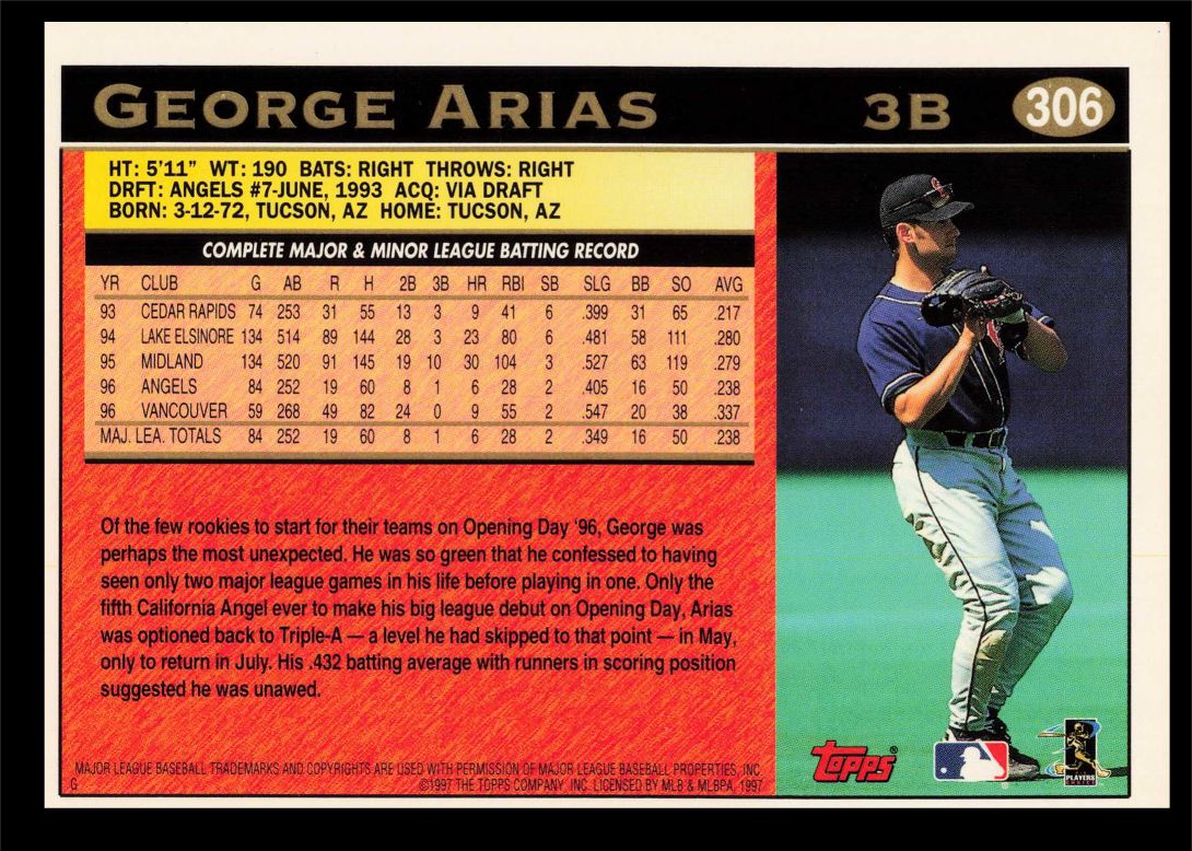 1997 Topps George Arias #306 on Kronozio