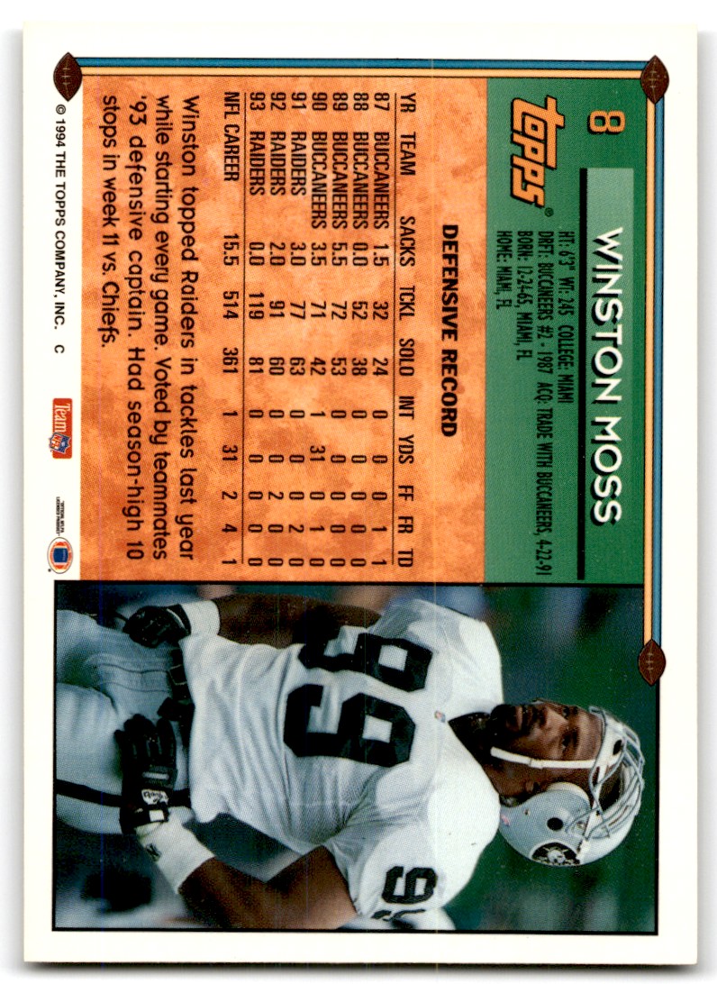 1994 Topps Winston Moss #8 on Kronozio