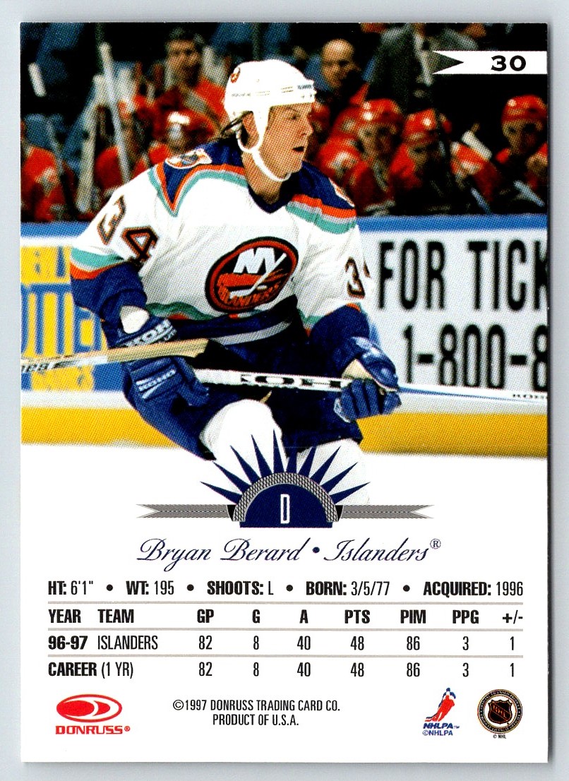 1997-98 Leaf Bryan Berard #30 on Kronozio