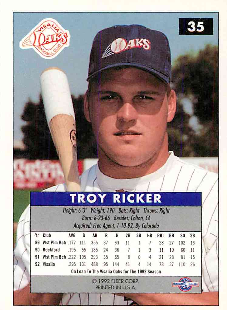 1993 Excel Troy Ricker #35 on Kronozio