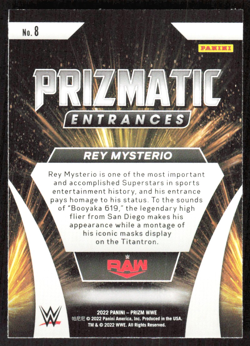 2022 10789B Panini Prizm WWE Prizmatic Entrances Rey Mysterio #8 on ...