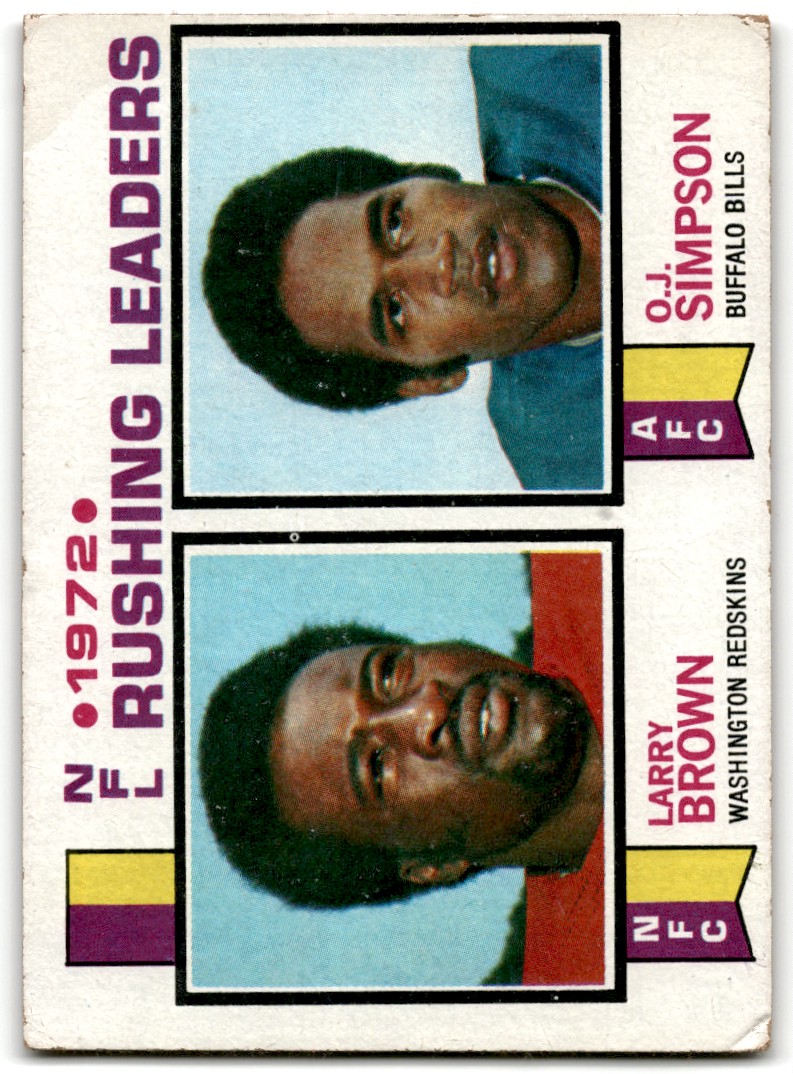 1973 Topps 1972 Rushing Leaders O.J. Simpson/ Larry Brown #1 on Kronozio