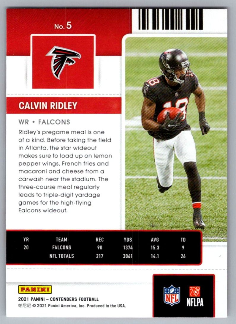 2021 Panini Contenders Red Zone Ticket Calvin Ridley #5 on Kronozio