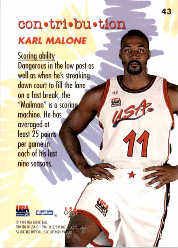 1996-97 SkyBox USA Karl Malone #43 on Kronozio