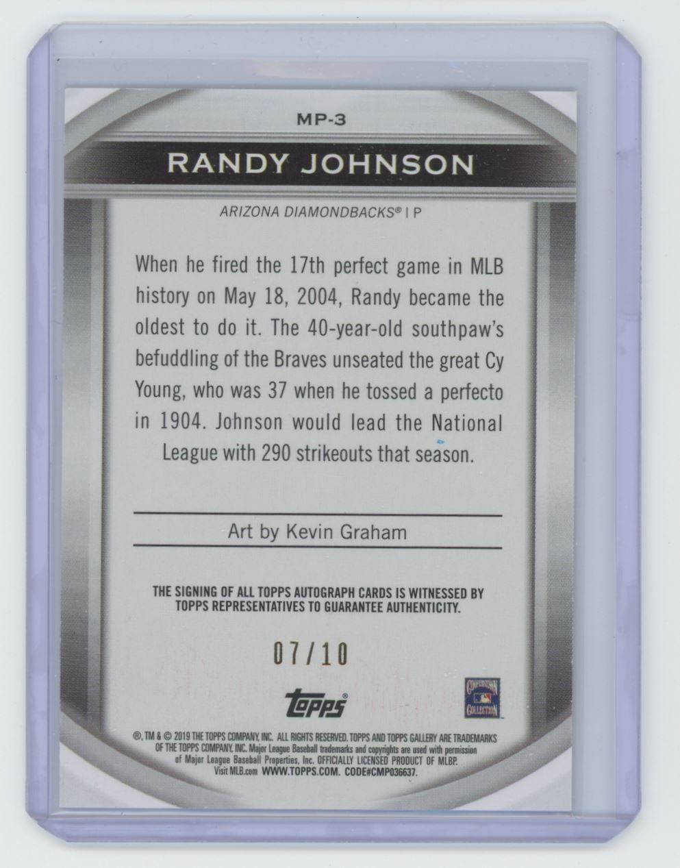 2019 Topps Gallery Masterpiece Randy Johnson #MP-3 on Kronozio