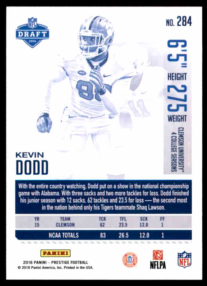 2016 Prestige Kevin Dodd RC #284 on Kronozio