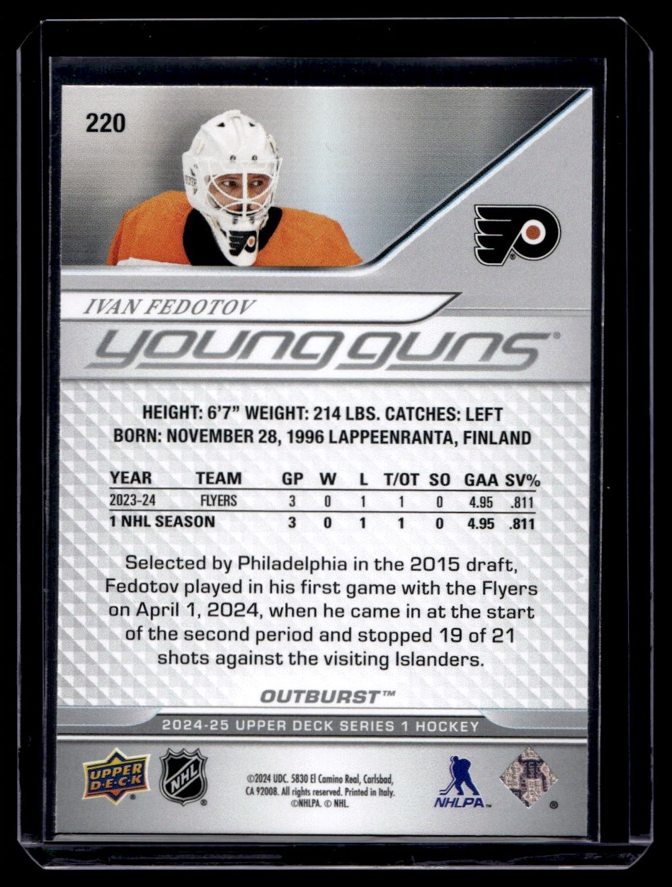 2024-25 Upper Deck Young Guns Outburst Ivan Fedotov #220 on Kronozio