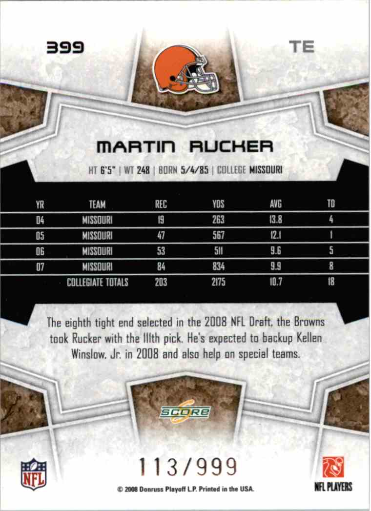2008 Score Martin Rucker #399 on Kronozio