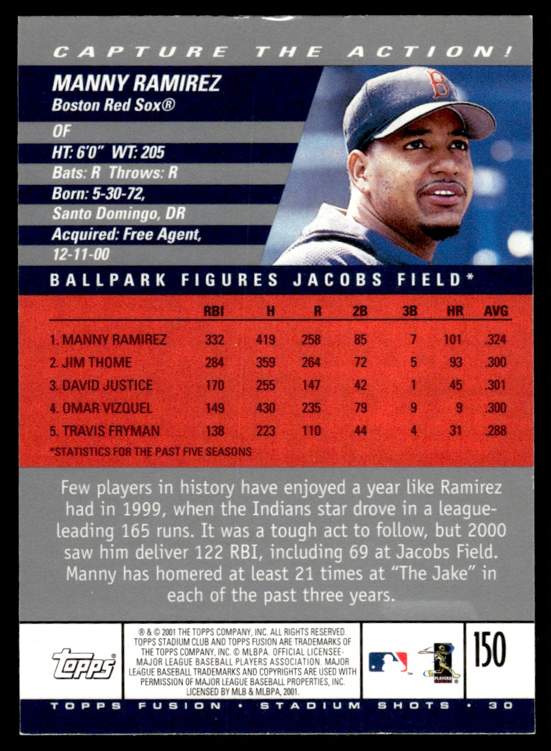 2001 Topps Fusion Manny Ramirez #150 on Kronozio