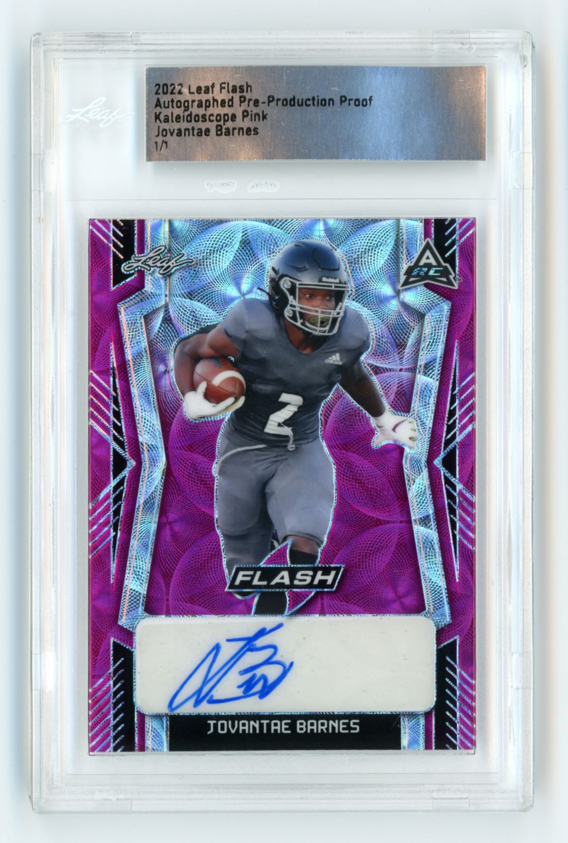 2022 Leaf Flash Football Kaledioscope Pink Jovantae Barnes on Kronozio
