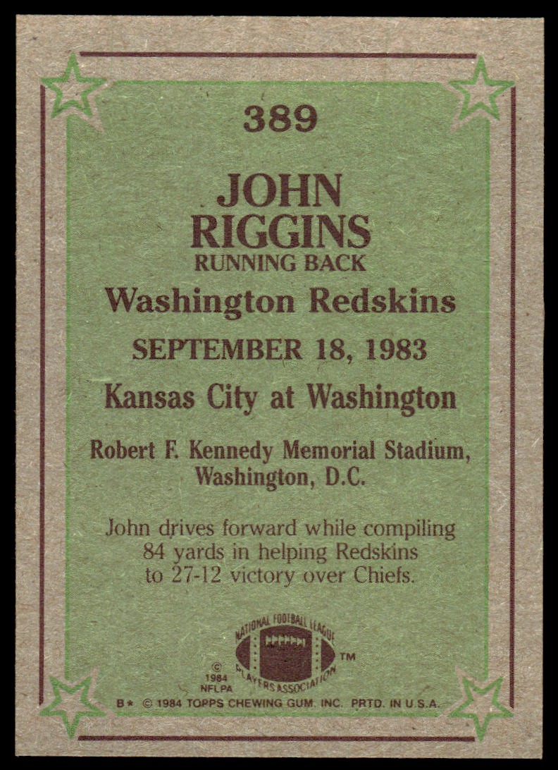 1984 Topps John Riggins #389 on Kronozio