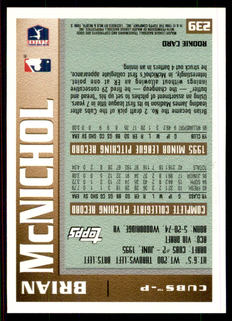 1996 Topps Brian McNichol #239 on Kronozio