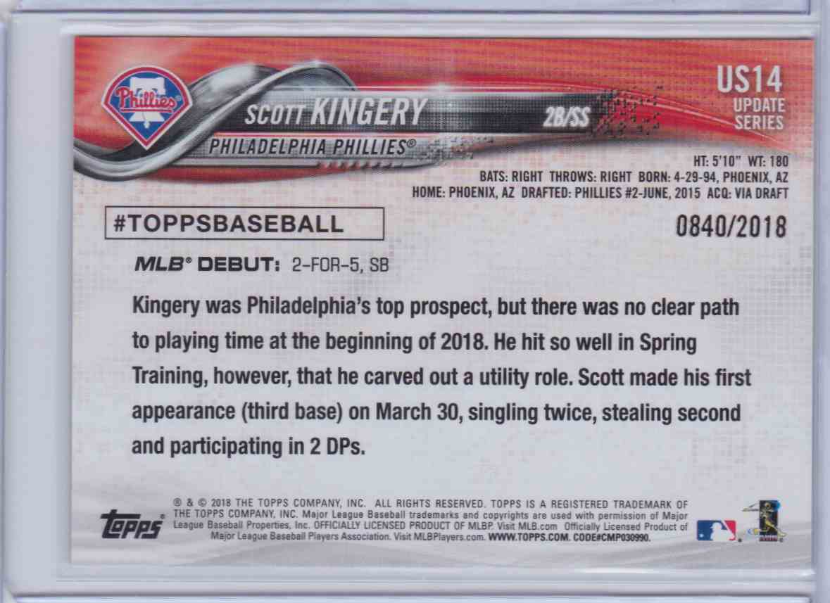 2018 Topps Update Gold Scott Kingery #US14 on Kronozio