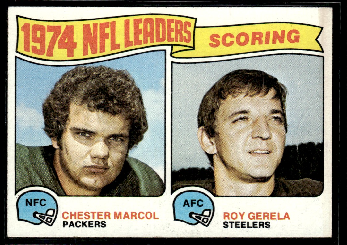 1975 Topps 1974 Scoring Leaders - Chester Marcol/Roy Gerela #4 on Kronozio
